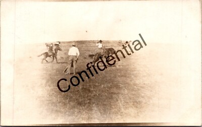 Real Photo Two Men Riding Bucking Broncos Rodeo Cowboys RP RPPC O326 | eBay