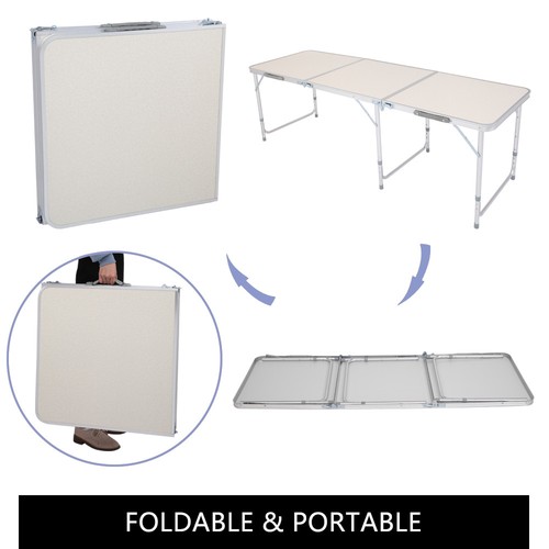 Portable Aluminum Alloy Folding Table 6Ft for Picnic Outdoor Carrying ...