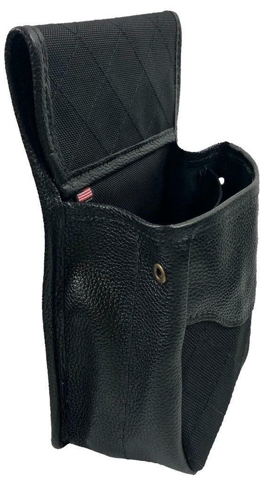 LEATHER & CANVAS SHOTGUN SHELL SPORTING CLAY SKEET TRAP POUCH Black USA ...