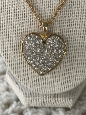 Joan Rivers Reversible Heart Necklace Clear Stones & Gold Tone ...