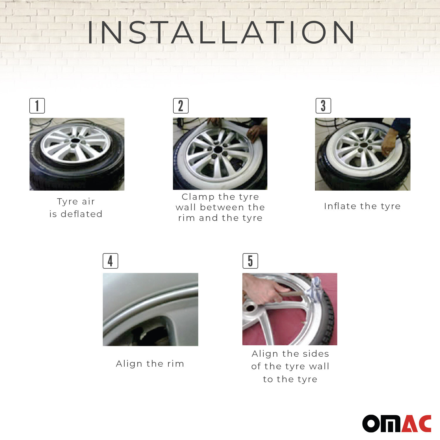 White Wall Tire Insert 16" Band Portawall Rims Sidewall Rubber Ring Set ...