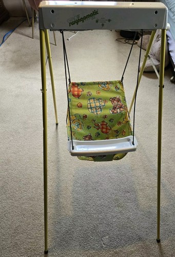 Vintage Lime Green Graco Swyngomatic Wind Up Crank Baby Swing W/Tray ...