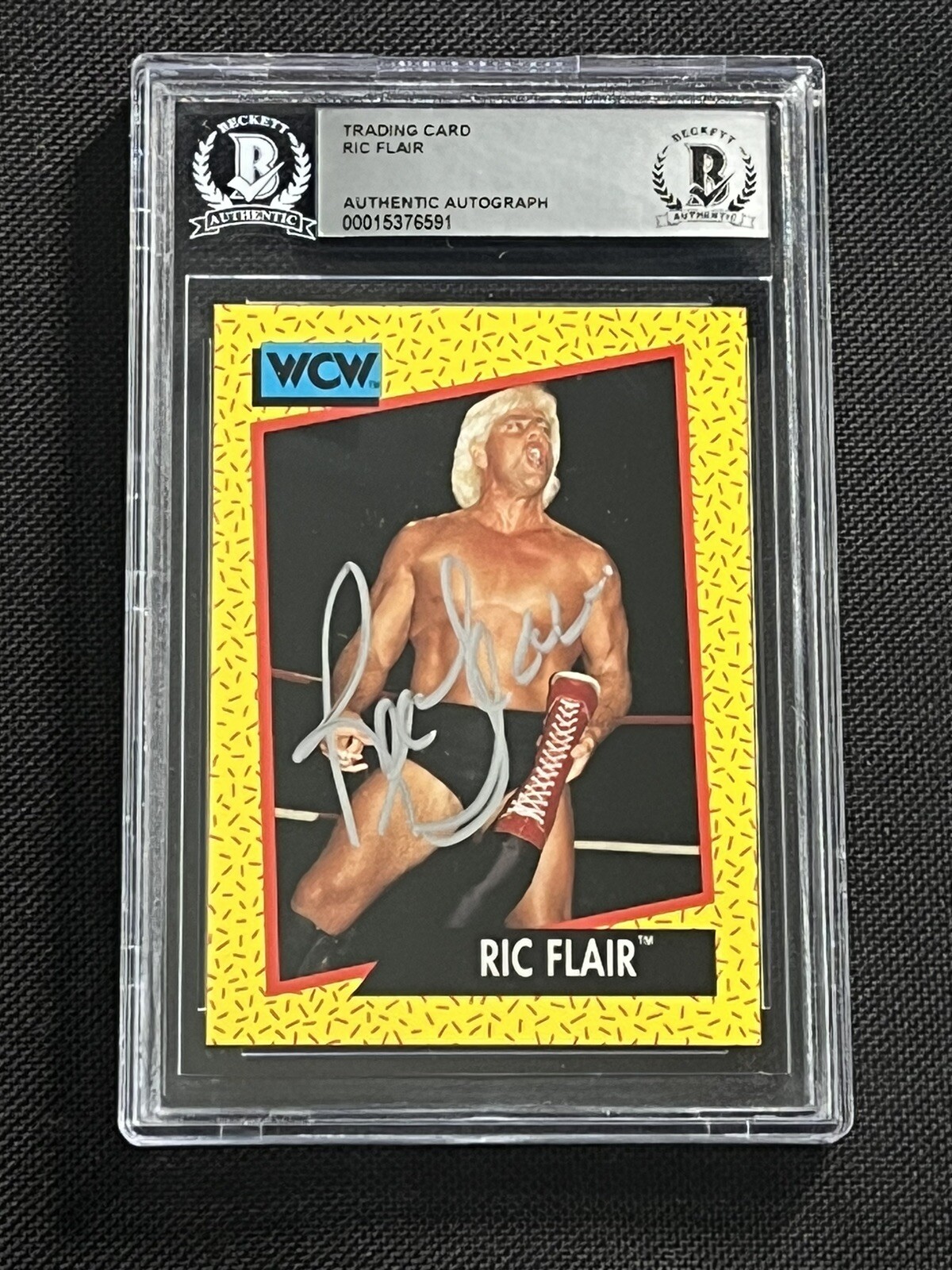 RIC FLAIR 1991 IMPEL WCW SIGNED AUTOGRAPHED CARD BECKETT BAS AUTHENTIC ...