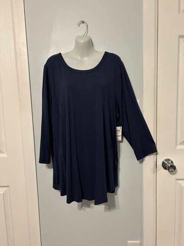 NWT JM Collection Intrepid Blue (Navy) Top/Tee with 3/4 to LS Plus Size ...