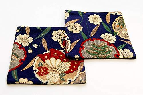 Set of 2 Traditional Japanese Kimono Coasters Gold Brocade Obi Design Samurai | eBay