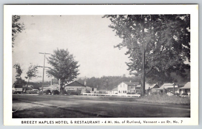 c1960s Breezy Maples Motel Restaurant Rutland Vermont Vintage Postcard ...