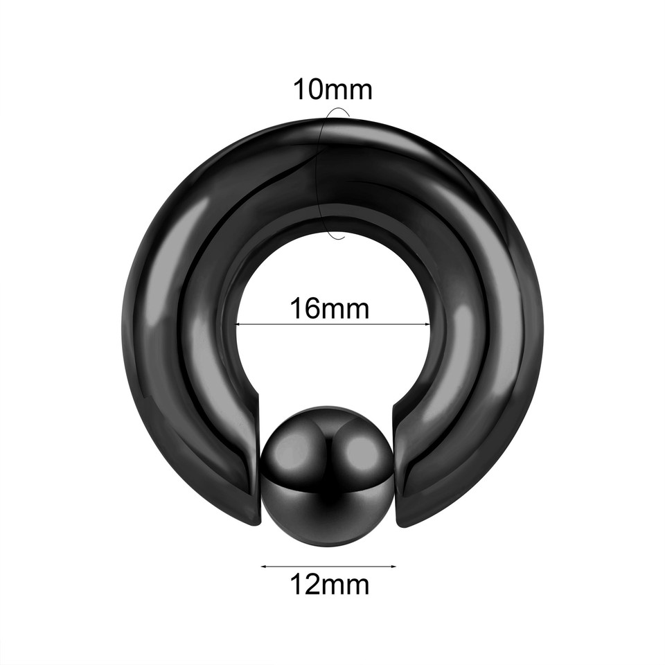 1 Pair Surgical Steel Captive Bead Nose Rings Large Ear Gauge Septum ...