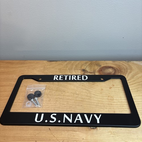 U.S. NAVY RETIRED Metal LICENSE PLATE FRAME Black | eBay