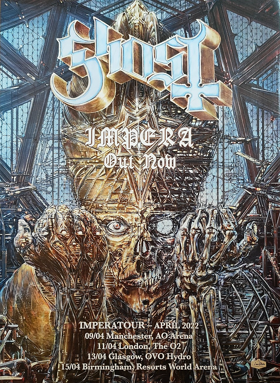 GHOST, A4 Magazine Poster GHOST IMPERATOUR. Dates UK 2022 KERRANG Kos ...