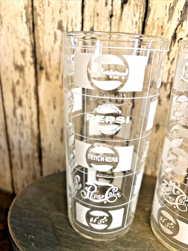 Vintage Pepsi Cola Drinking Glass In Several Logos | eBay