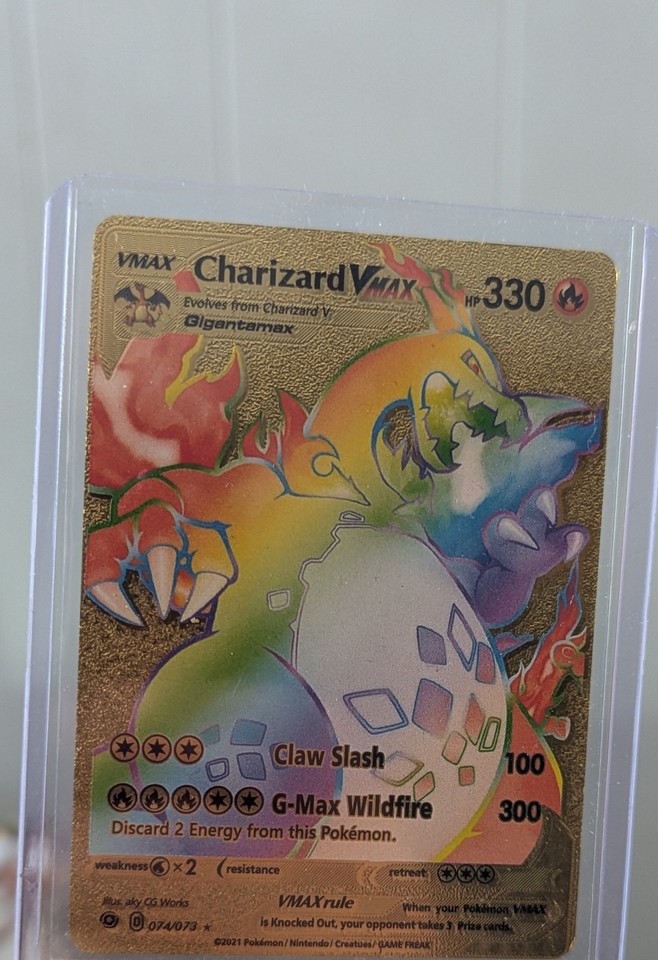 Pokemon TCG 2020 Charizard Vmax Gold Plated 074/073 HP 330 Rainbow ...
