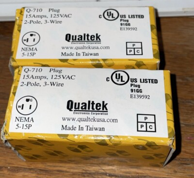 2 QUALTEK Q-710 PLUG 15A, 125VAC, 2-POLE, 3-WIRE NEW OLD STOCK NOS A1 ...