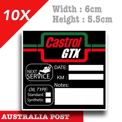 CASTROL GTX Oil Change Service Reminder x10 Pack , Cars Vans Stickers ...