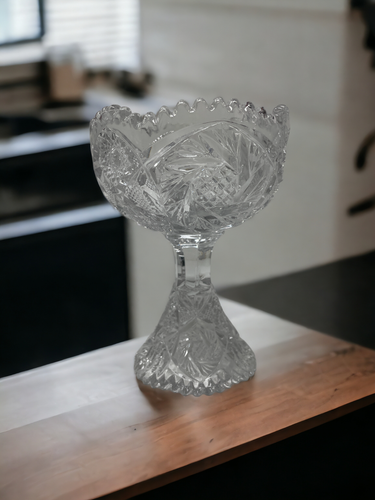Vintage Imperial Nucut Style Clear Pressed Crystal Glass Compote 6 ...
