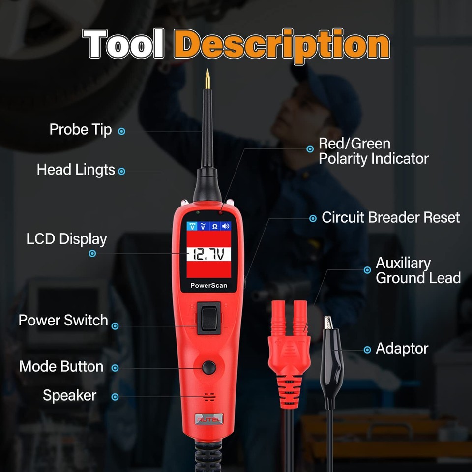 Autel Power Scan PS100 Circuit Tester Electrical Power Probe 12V/24V ...