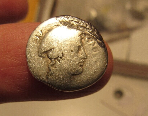 ROMAN REPUBLIC SILVER CN PLANCIUS 55BC.AR DENARIUS-HEAD PLANCIANA ...