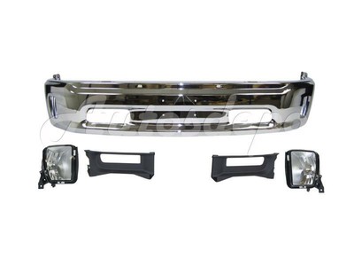 Front Bumper Chrome Face Bar Fog Light Tow Bezel For Ram 1500 2013-18 ...