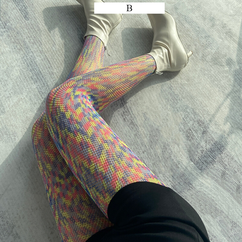 Women Rainbow Fishnet Pantyhose Colorful Tights Sexy Fashion Hosiery ...