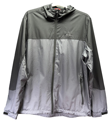 Gerry Jacket Mens Large Gray Windbreaker Hooded Full Zip Hiking Camping ...