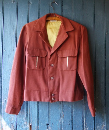 Vintage 1940's 50's Rayon Linen Two Tone Ricky Jacket Block Sportswear ...