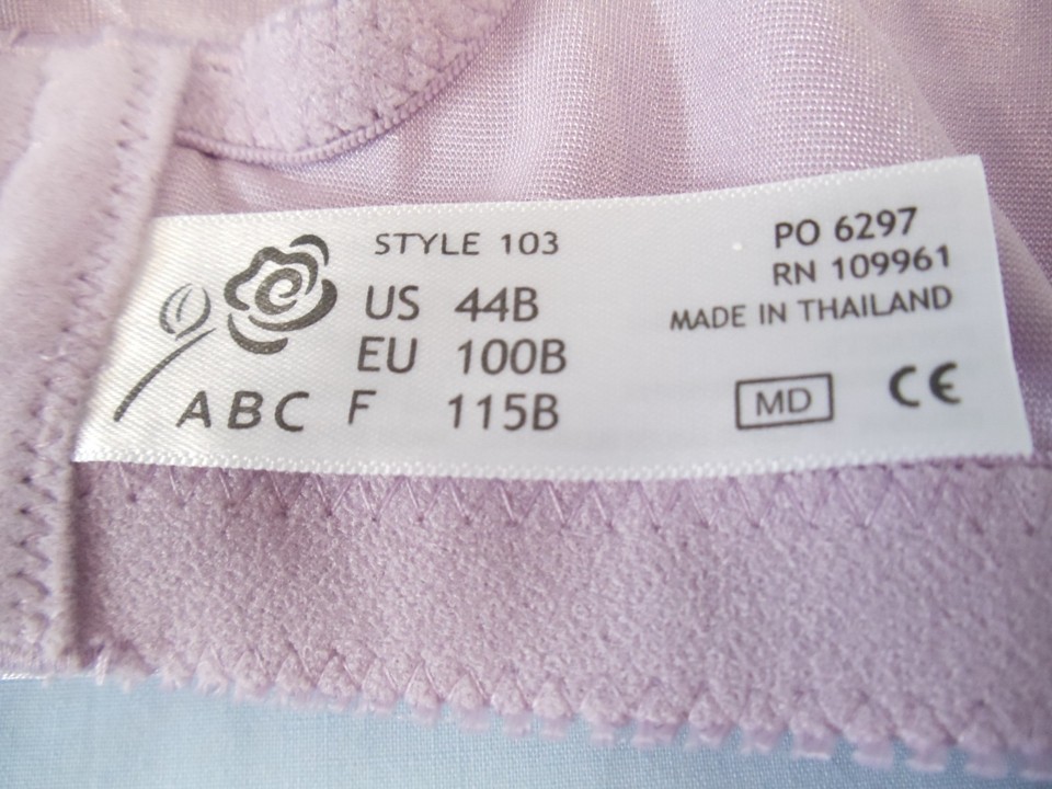 ABC BRA #103 "ROSE CONTOUR" size 44B VIOLET no wires,soft light padding ...