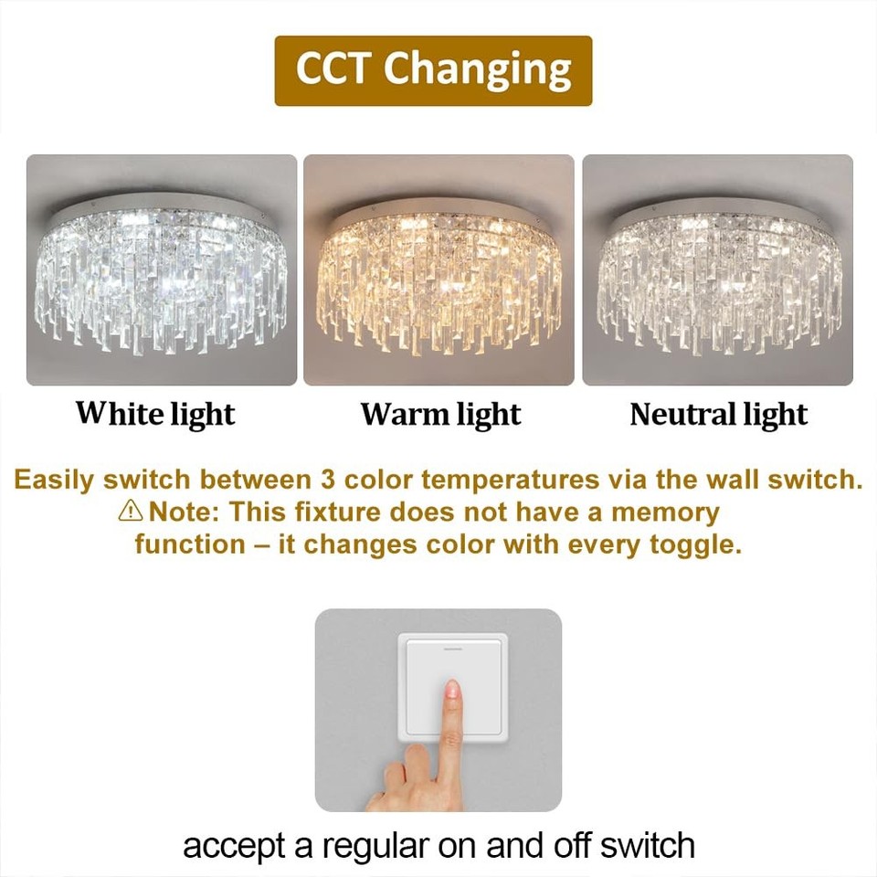 Modern Chandelier for Living Room 19.68 Inch Round Luxury Flush Mount ...