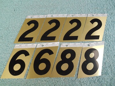 LOT OF 8 Hy-Ko Aluminum 3-1/2 In. Non-Reflective Adhesive Numbers. | eBay