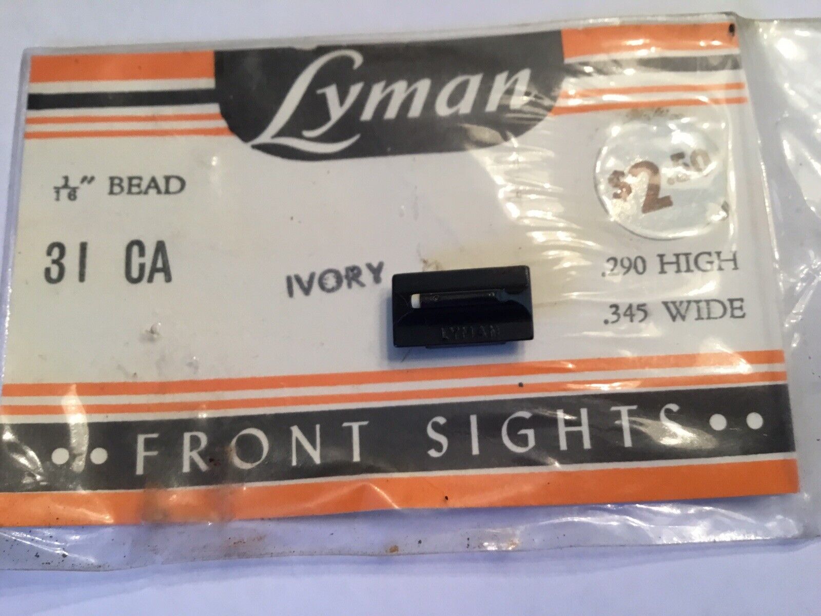 Vintage Lyman Front Sight Blade 31 CA Ivory Bead , Not Plastic ,N.O.S ...