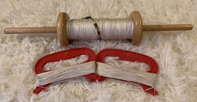 Vintage Wood Kite Spool String Winder Spindles 15” 2 Gayla Twine String ...