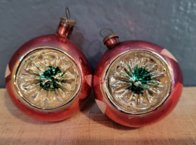 Vintage Christmas Holiday Glass Indented Ornaments set of 2 | eBay
