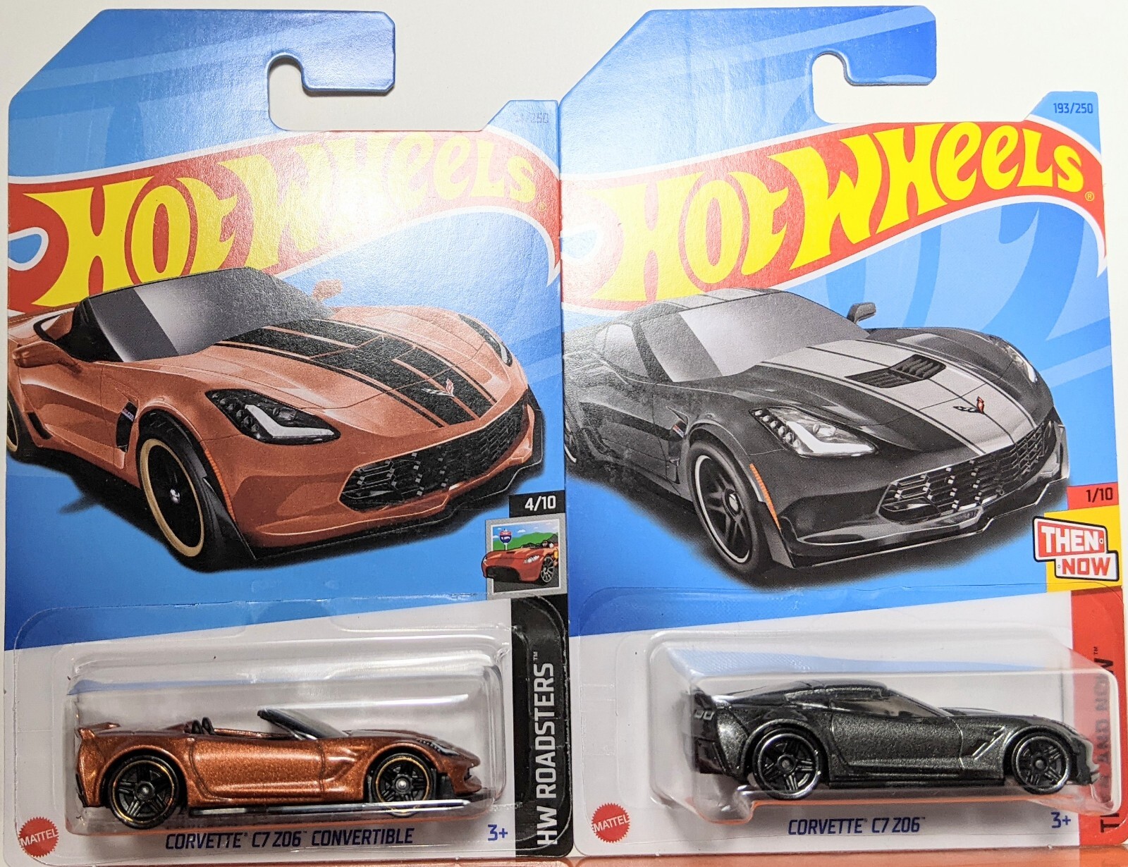 Hot Wheels Corvette Convertible Roadster & Then And Now Corvette C7 Z06 ...