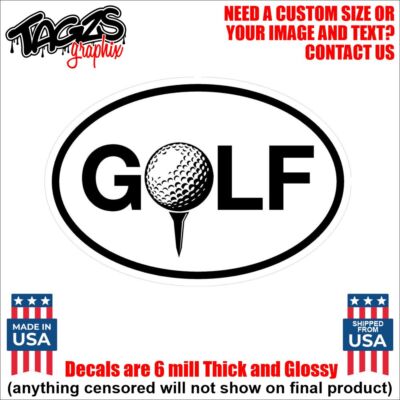 Golf Ball On Tee Oval Printed & Laminated Window Decal Sticker Car ...