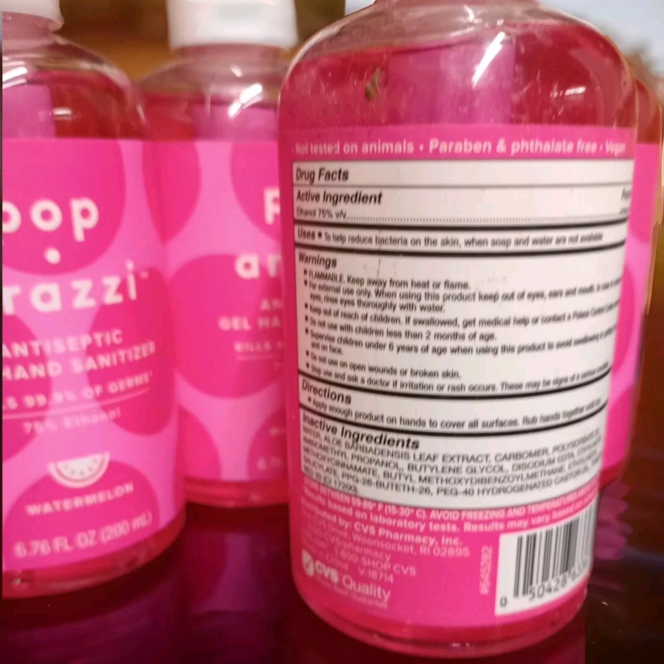 4pacK Pop-arazzi Antiseptic Gel Hand Sanitizer WATERMELON 6.76 oz 75% ...