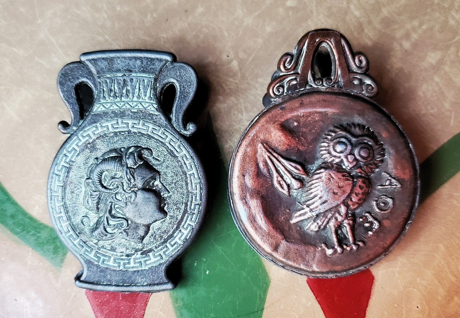 2 DESK CLIPS / PAPER CLIPS GREEK OWL & ALEXANDER METAL & COPPER ~ FREE ...