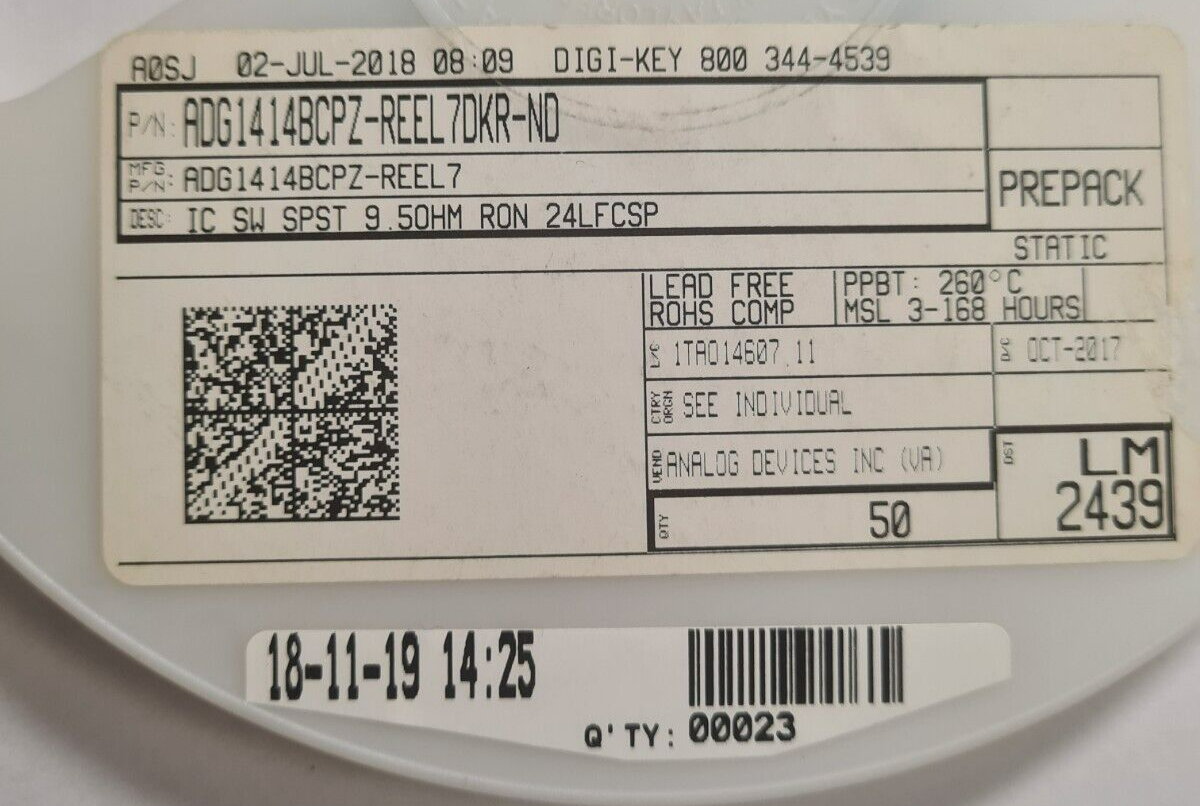 ADG1414BCPZ-REEL7DKR-ND Ottale Spst Interruttore ADG1414 LFCSP-24 telit ...