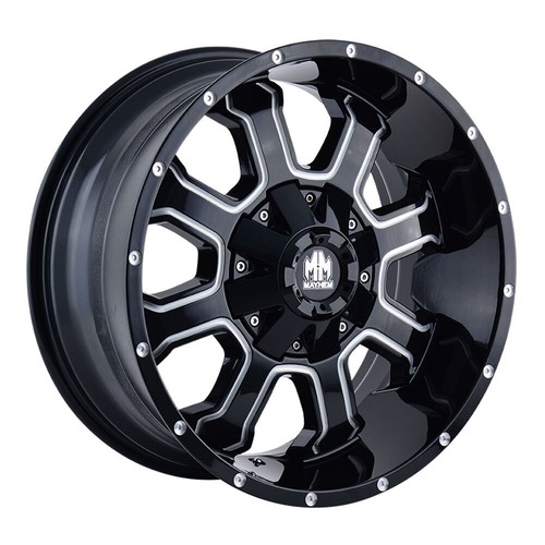 MAYHEM 8103 Fierce 22X12 8x180 Offset -44 Black w/Milled Spokes ...