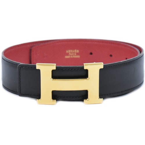 HERMES Constance H Belt Leather Reversible Black Red Gold | eBay