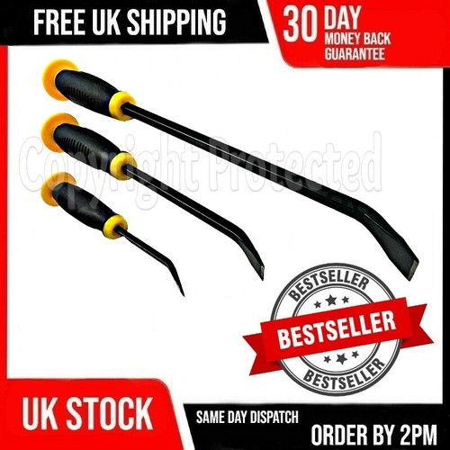3PC HEAVY DUTY CROW BAR SET TOUGH PRY JEMMY LEVER WRECKING MECHANICS ...