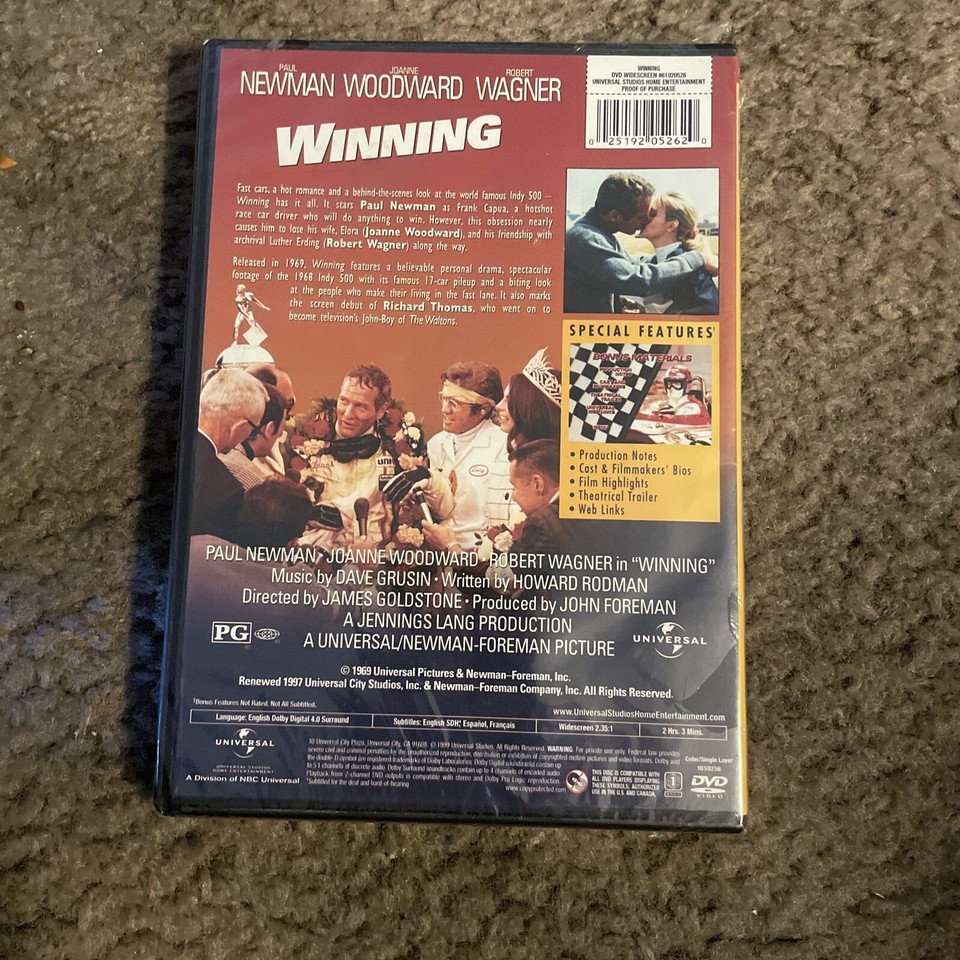 Winning (DVD, 1969 Widescreen) Paul Newman ,Joanne Woodward Brand New ...
