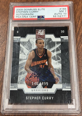 2009 Panini Donruss Elite #166 Stephen Curry /499 RC Rookie PSA 7 Auto ...