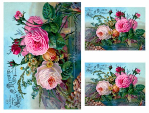 Vintage French Typography Roses Flowers Furniture Size Waterslide Decal ...