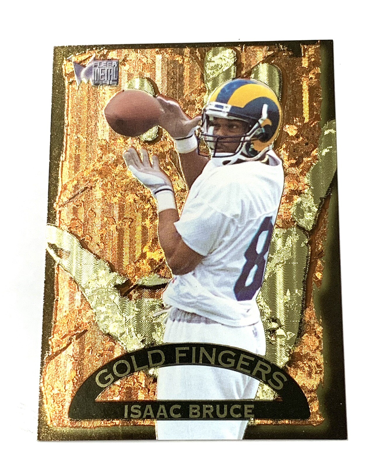 1996 Fleer Metal Isaac Bruce GOLD FINGERS insert card #1 of 12 Rams | eBay
