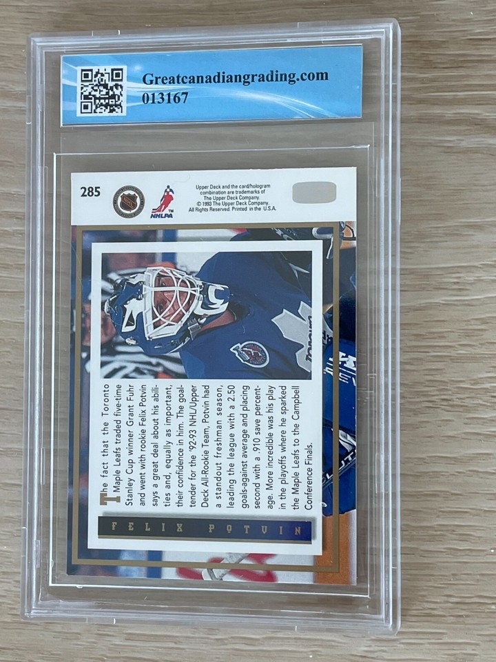1993-94 Upper Deck Felix Potvin Rookie Card RC #285 Great Canadien ...