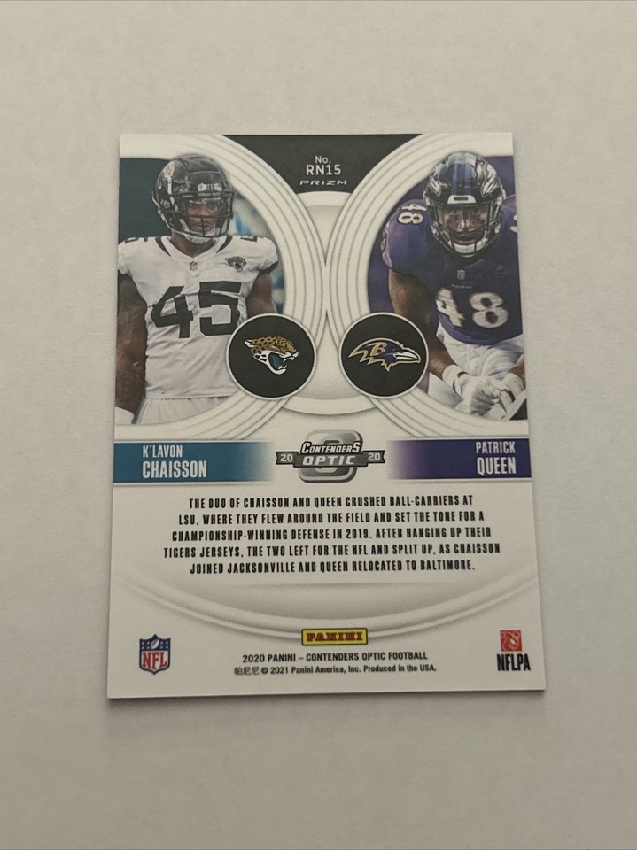 K'Lavon Chaisson Patrick Queen 2020 Contenders Optic Round Numbers ...