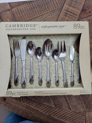 Cambridge Stainless Steel Flatware Set - Silver (89 Pieces) | eBay