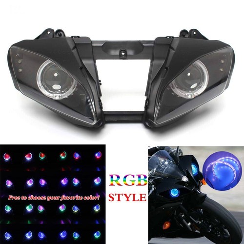 Front Headlight Assembly RGB Devil Angel Eyes Lamp For Yamaha YZF R6 ...