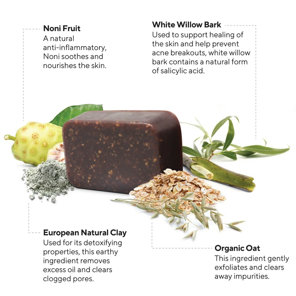 Acne Bar Soap Cleanser Face and Body Bentonite Clay, Oat Bran - Marie ...