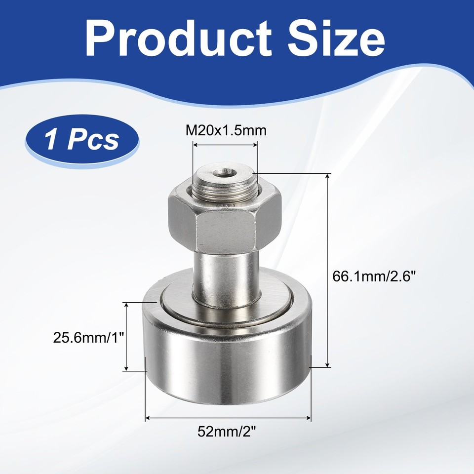 CF20/KRV52 x M20 Stud Cam Follower Track Runner Bearings (Hexagon ...