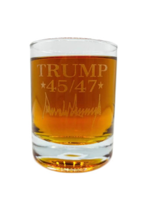 DONALD J TRUMP Signature 45 / 47 Bourbon Whiskey Glass Laser Engraved ...