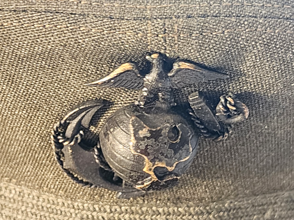 WW2 USMC MARINE CORPS OFFICER COLONEL GREEN CAP with MEYER EGA ...